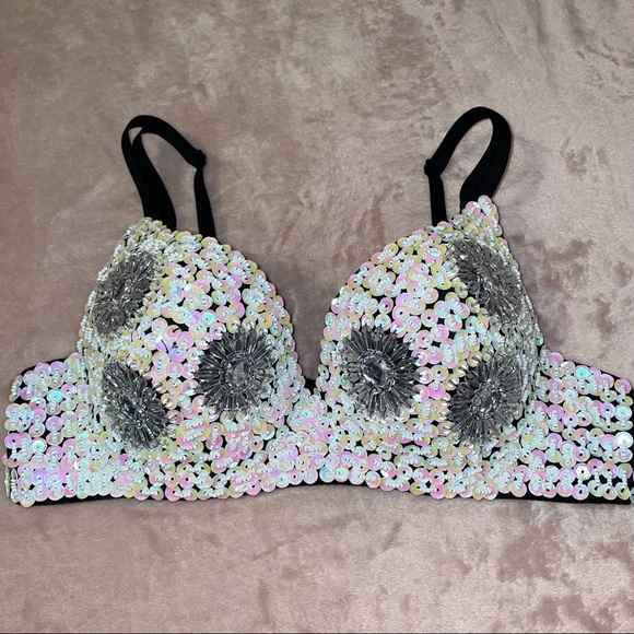 Intimates & Sleepwear | Dual Chrome Jeweled Sequin Bra Size S | Poshmark